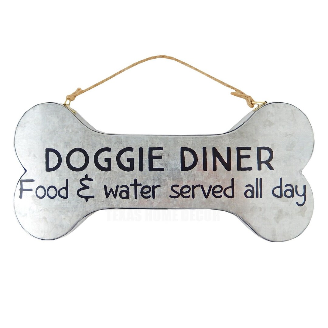 Doggie Diner Bone Sign Galvanized Metal Wall Decor Food & Water Served ...