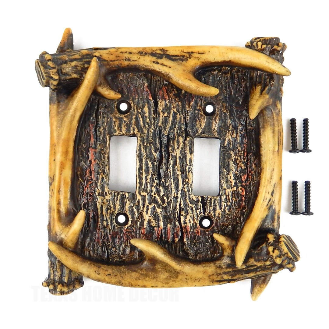Antler Double Toggle Switch Plate Cover Rustic Faux Wood Look - Etsy