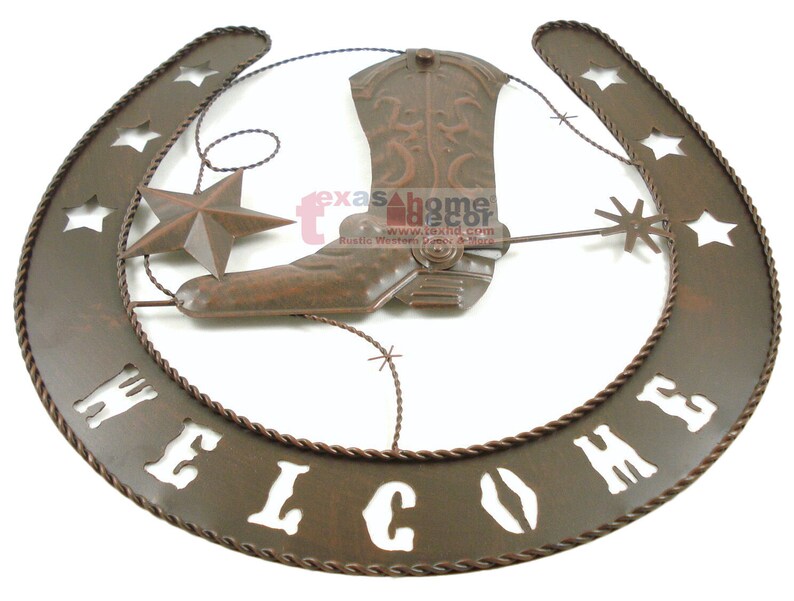 Welcome Sign Horseshoe Boot Stars Tin Metal Plaque Rustic - Etsy