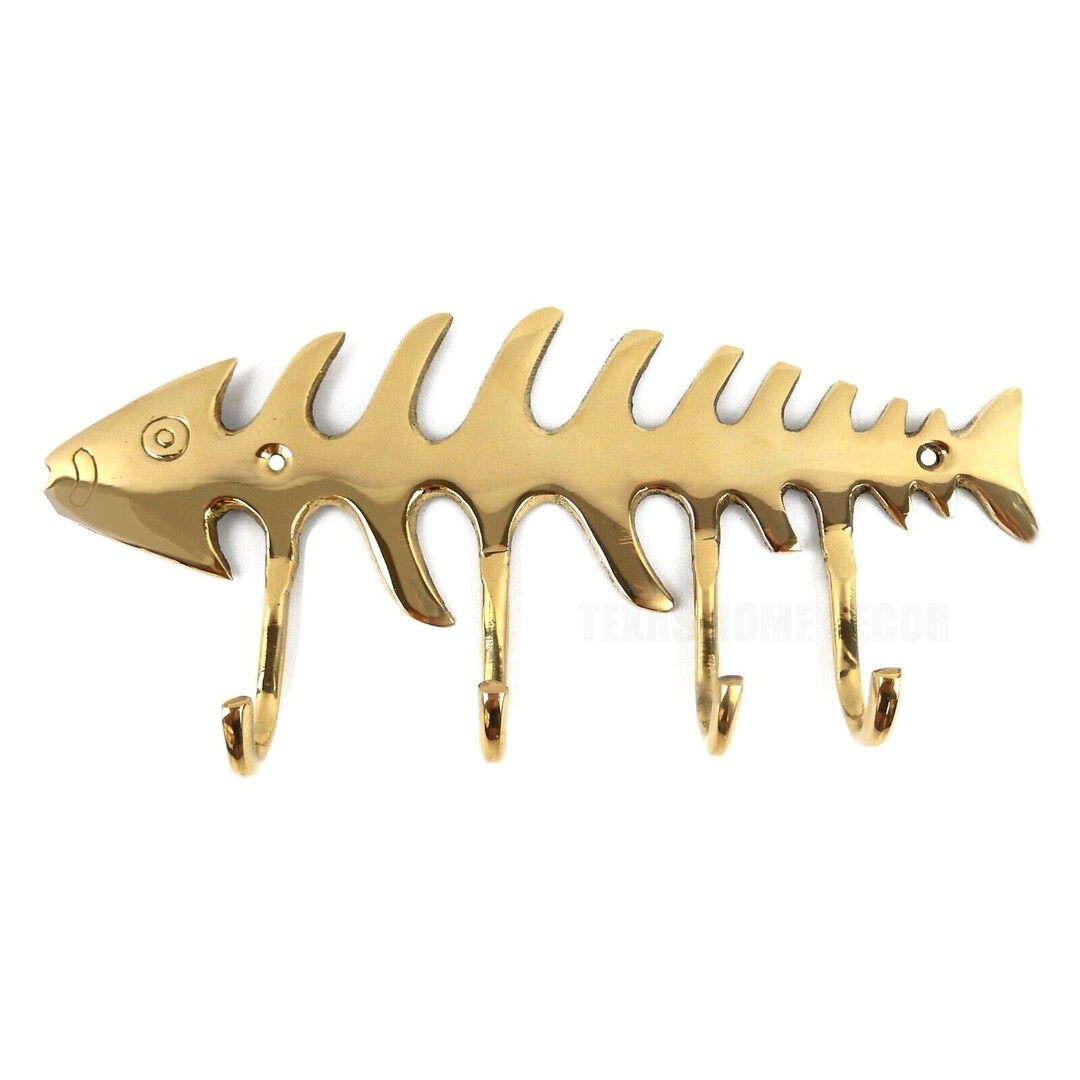 Solid Brass Skeleton Fish Bones Wall Hook Key Coat Rack Towel - Etsy
