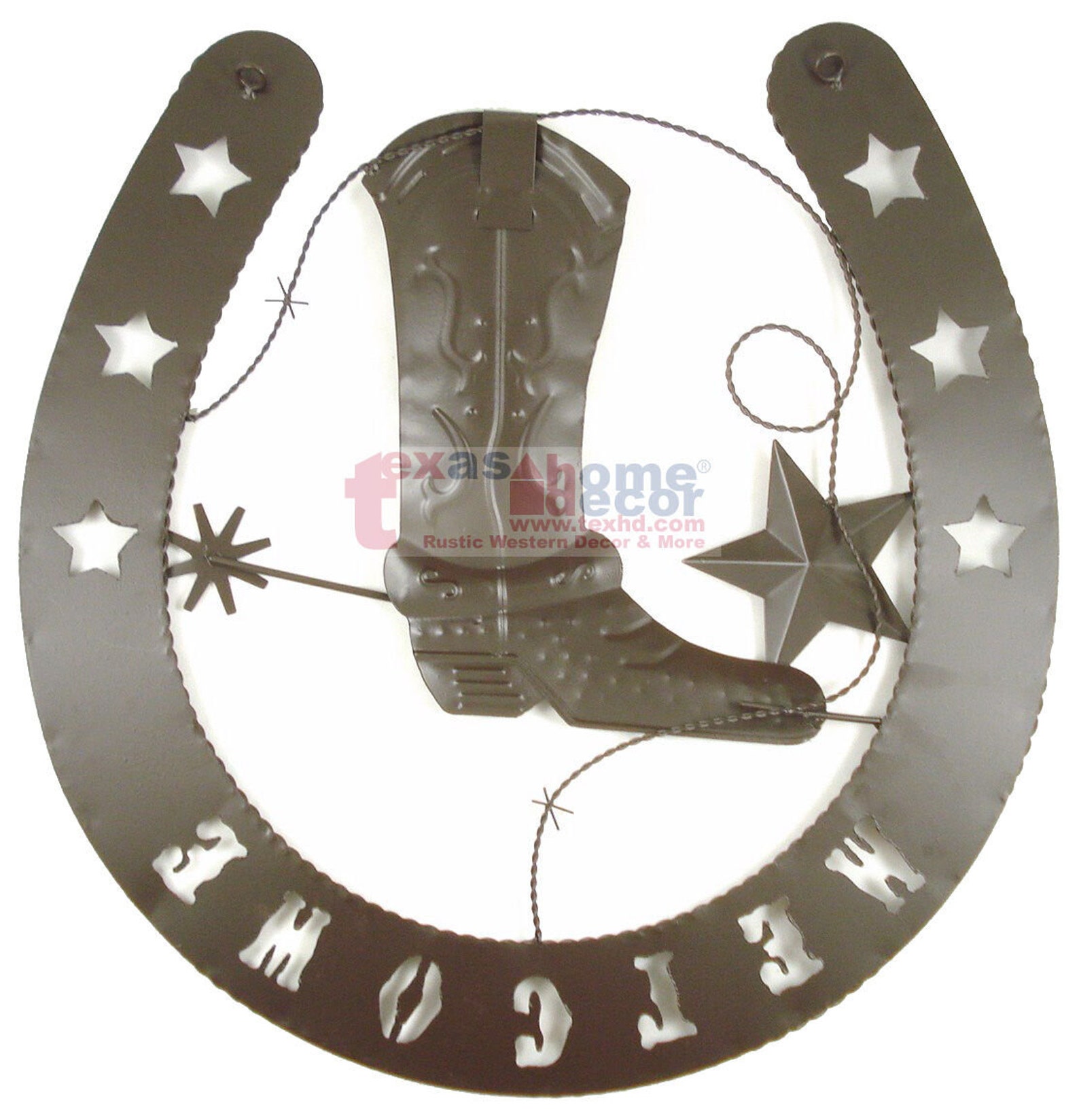 Welcome Sign Horseshoe Boot Stars Tin Metal Plaque Rustic - Etsy