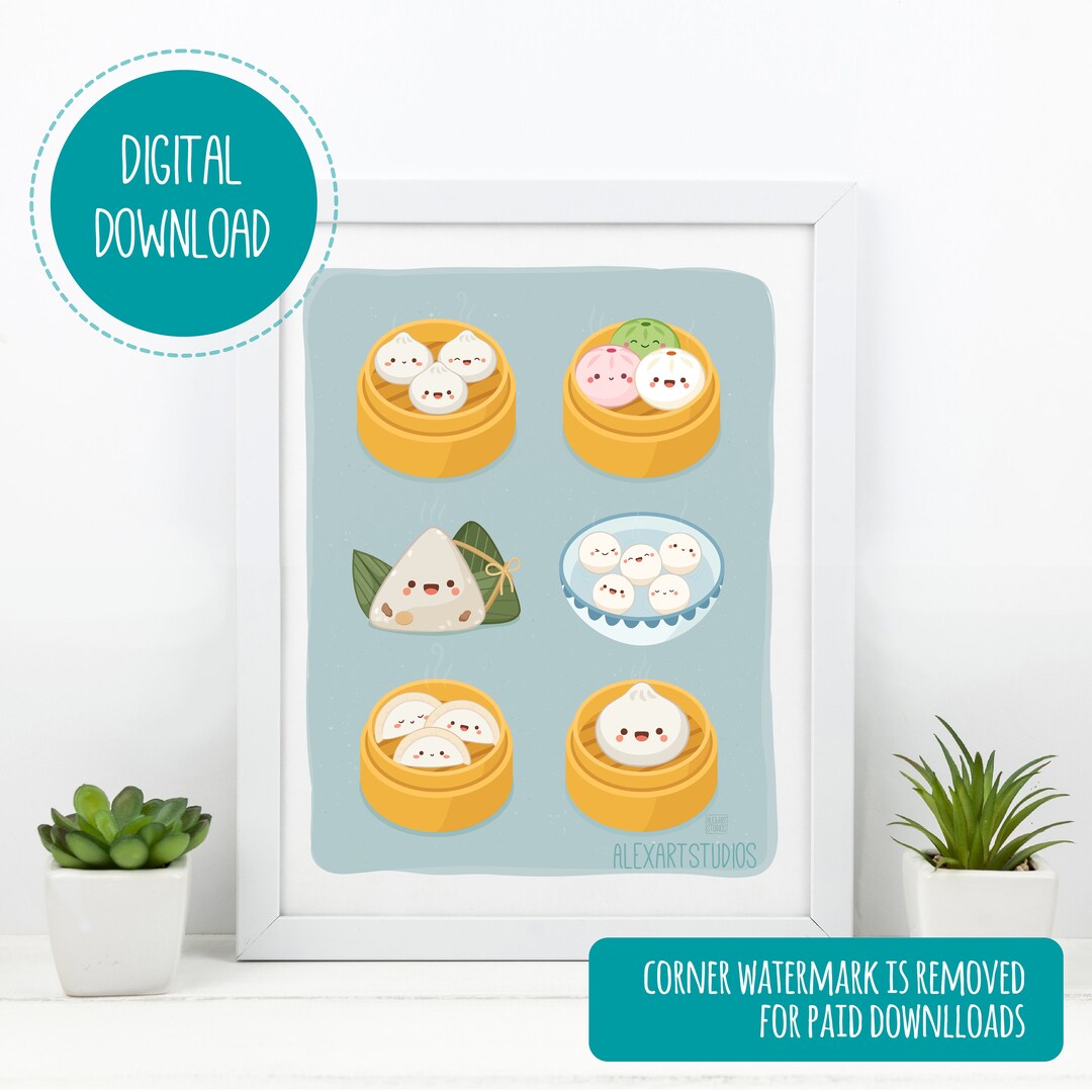 Dim Sum Collection Illustration Children Room Decor Nursery - Etsy