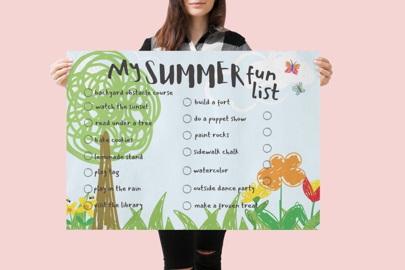 Summer Fun List Printable Poster Simple Digital Bucket List - Etsy