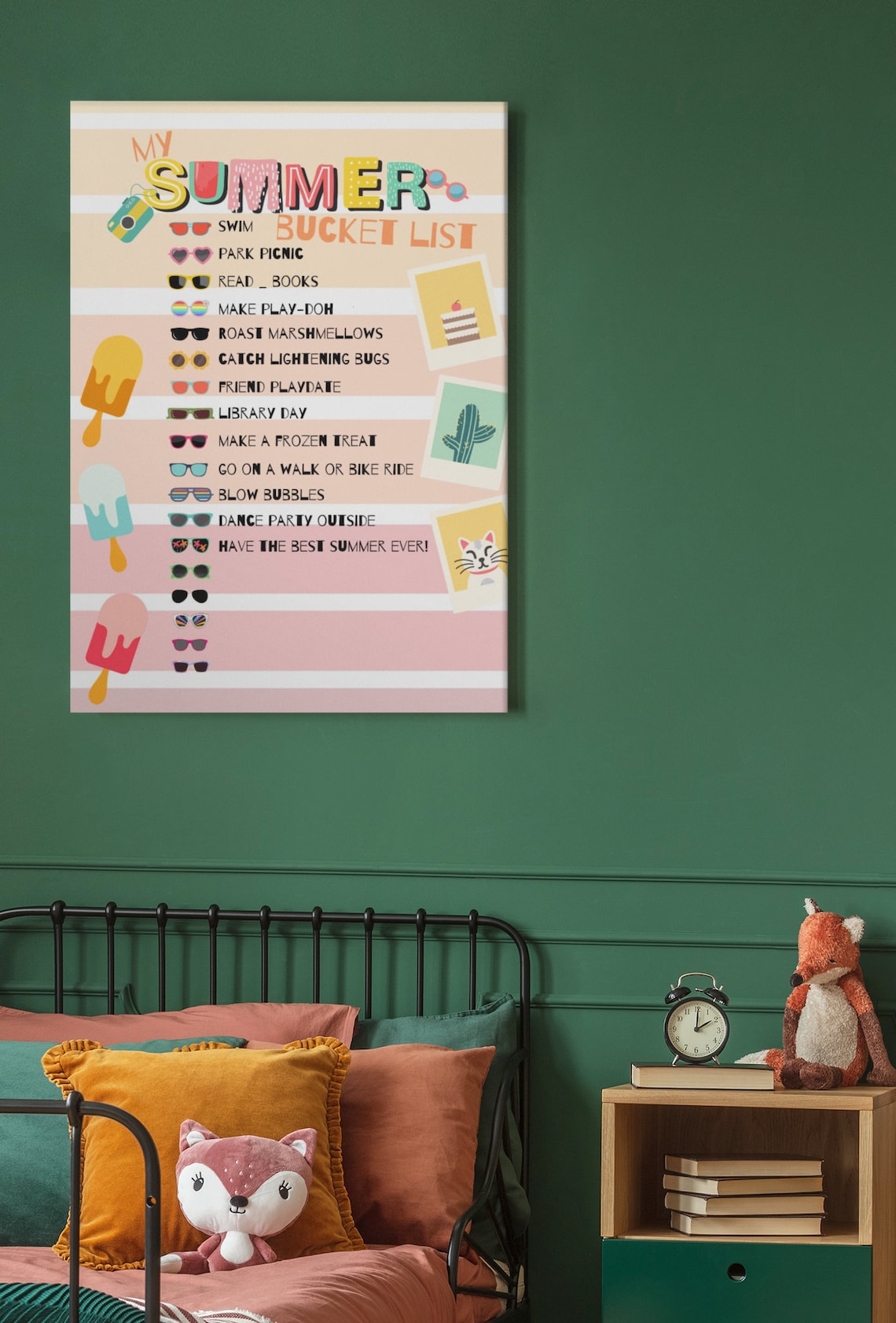 Kid's Summer Bucket List Aesthetic Poster Kids Activity Chart Digital ...