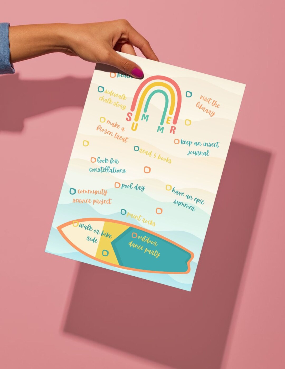 SUMMER Activity List Printable Poster Summer Activities Chart Digital ...