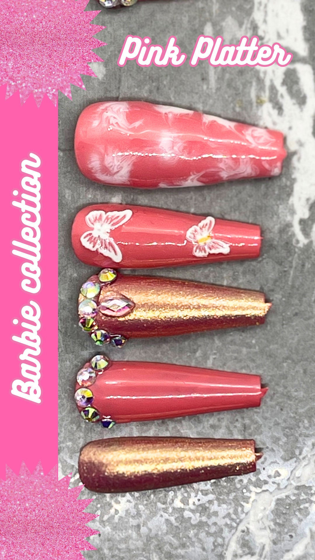 Pink Platter Long Coffin Nail Pink Barbie Collection - Etsy