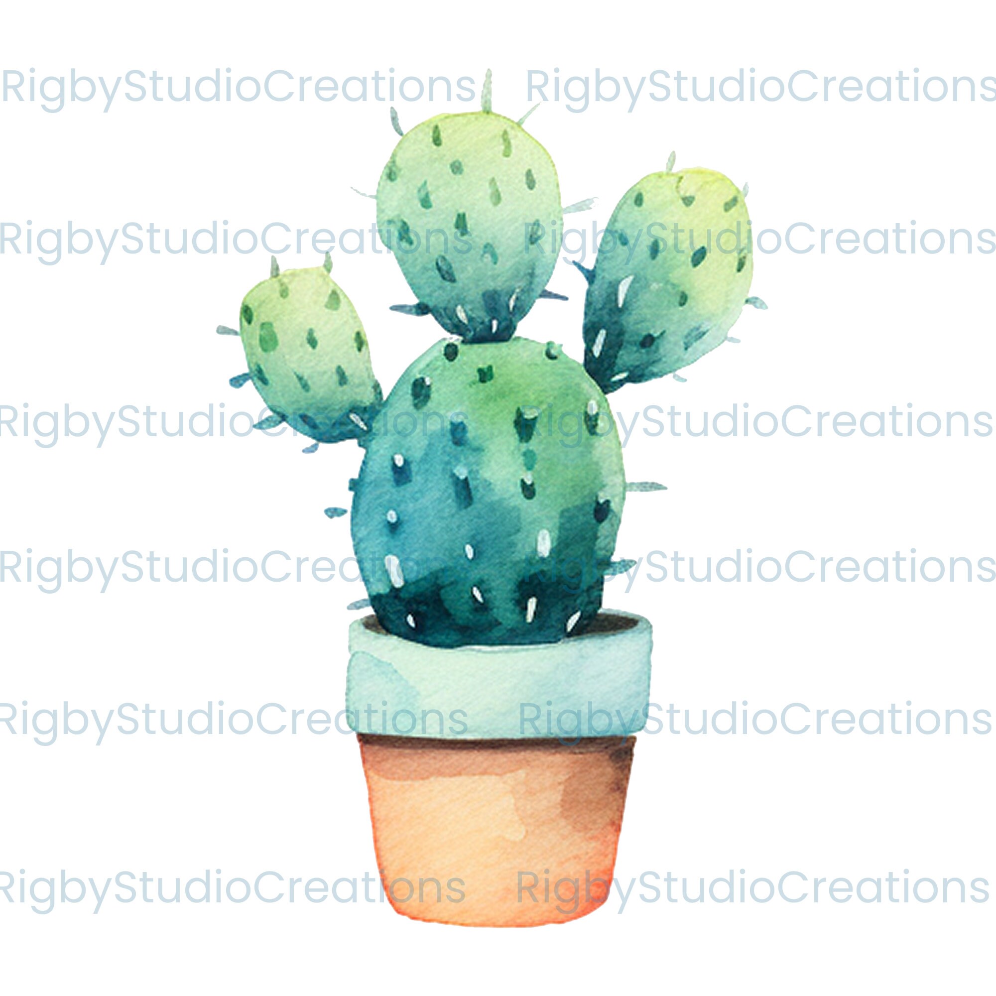 Watercolor Cactus Clip Art, PNG Format Instant Download, High-quality ...