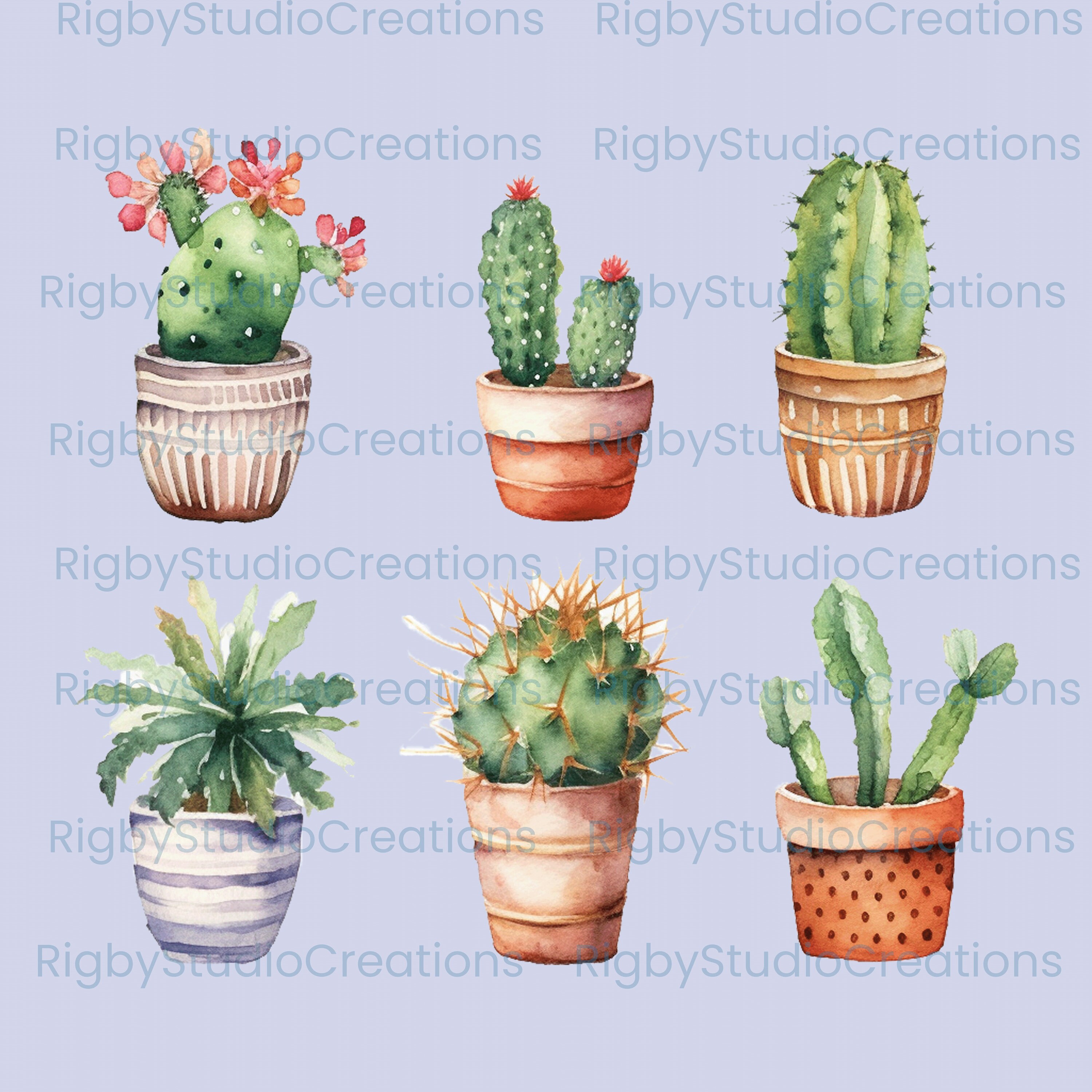 Watercolor Cactus Clip Art, PNG Format Instant Download, High-quality ...