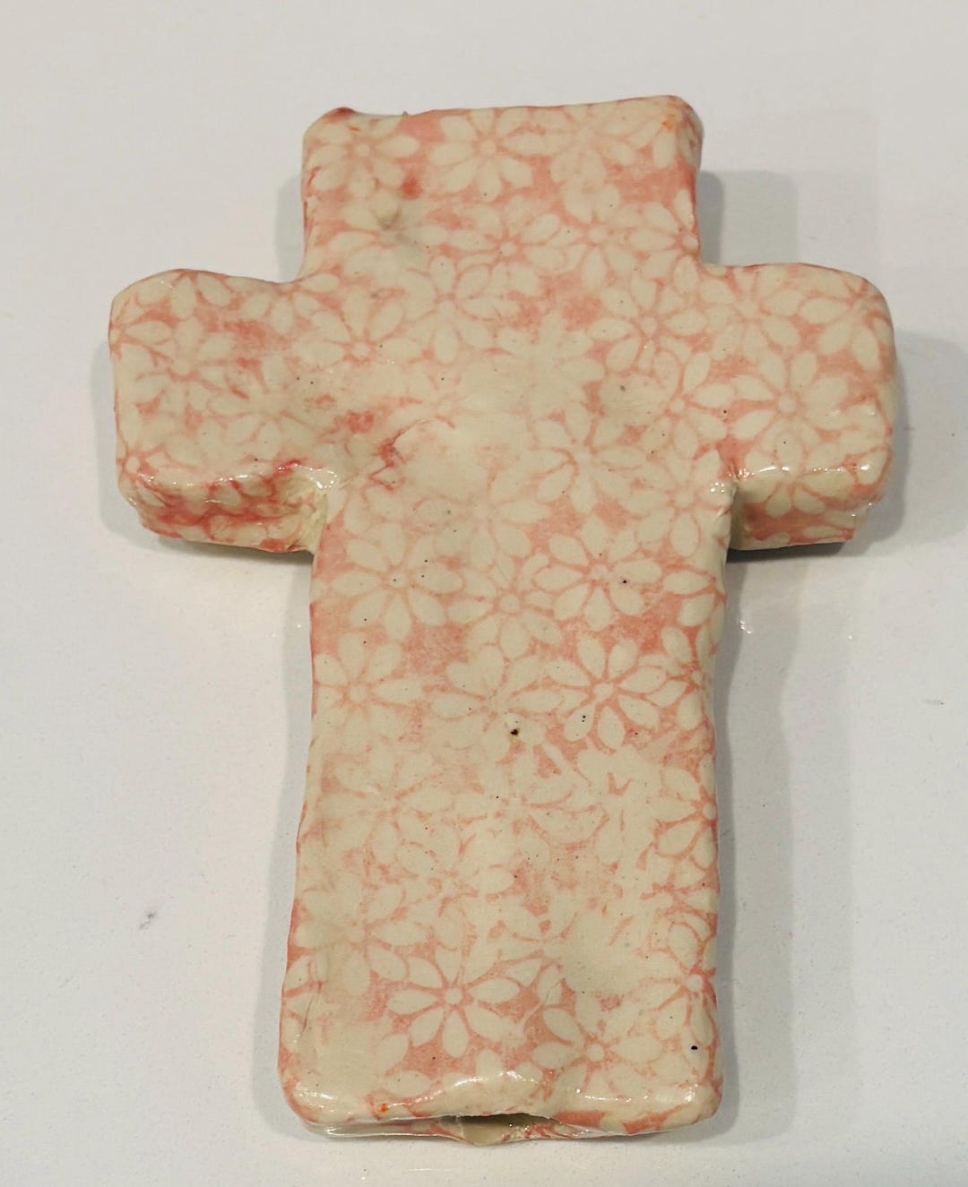 Customized and Hand Painted Ceramic Cross Pink Floral. Ready to Ship ...