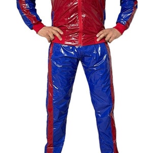 Shine in Style: the Ultimate PU Nylon Sport Jogging Suit Blue/red - Etsy