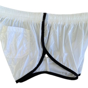 Shiny White Athletic Shorts – High-cut PU Nylon Design - Etsy