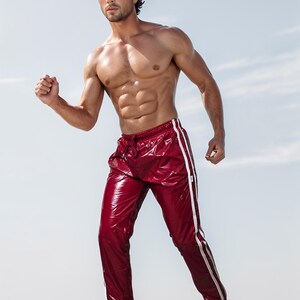 Shiny Red PU Nylon Sport Jogging Trouser - Glossy PU Nylon Pants - Etsy