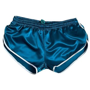 Retro Sporty Nylon Satin Shorts - High Cut Vibrant Blue Athleisure Wear ...