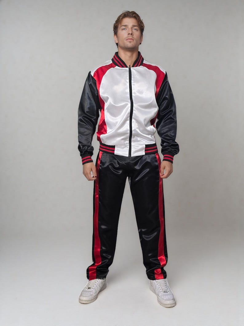 Shiny Satin Nylon Tracksuit Men’s | Two-piece Jogging Set | Retro ...