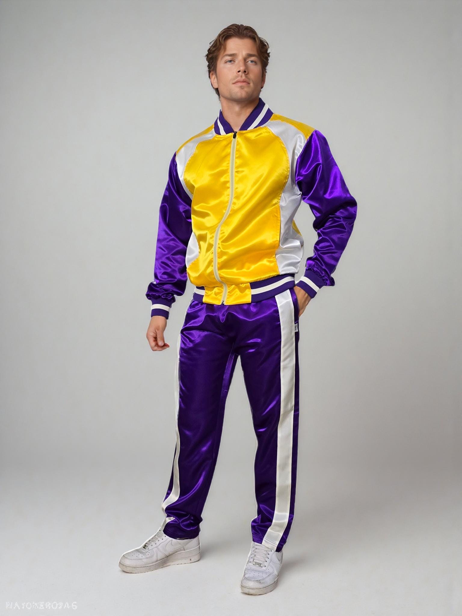 Shiny Satin Nylon Tracksuit Men’s | Two-piece Jogging Set | Retro ...
