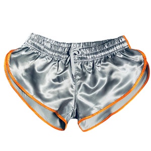 Runway to Retro: Sporty Sprint-inspired Silver Nylon Satin High Cut ...