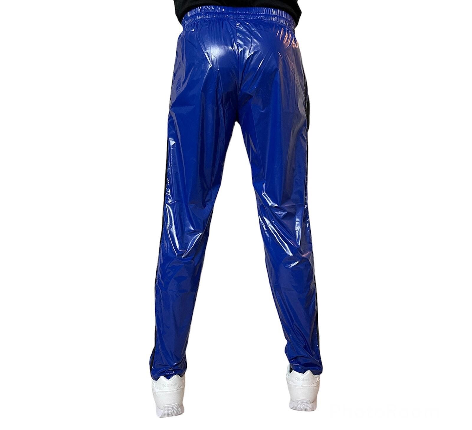 Shiny Blue PU Nylon Sport Jogging Trouser - Glossy PU Nylon Shiny Blue PU Nylon Sport Jogging Trouser - Glossy PU Nylon