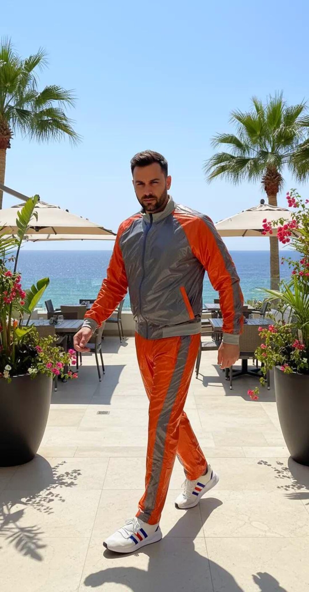 Shine in Style: the Ultimate PU Nylon Sport Jogging Suit Orange/grey - Etsy