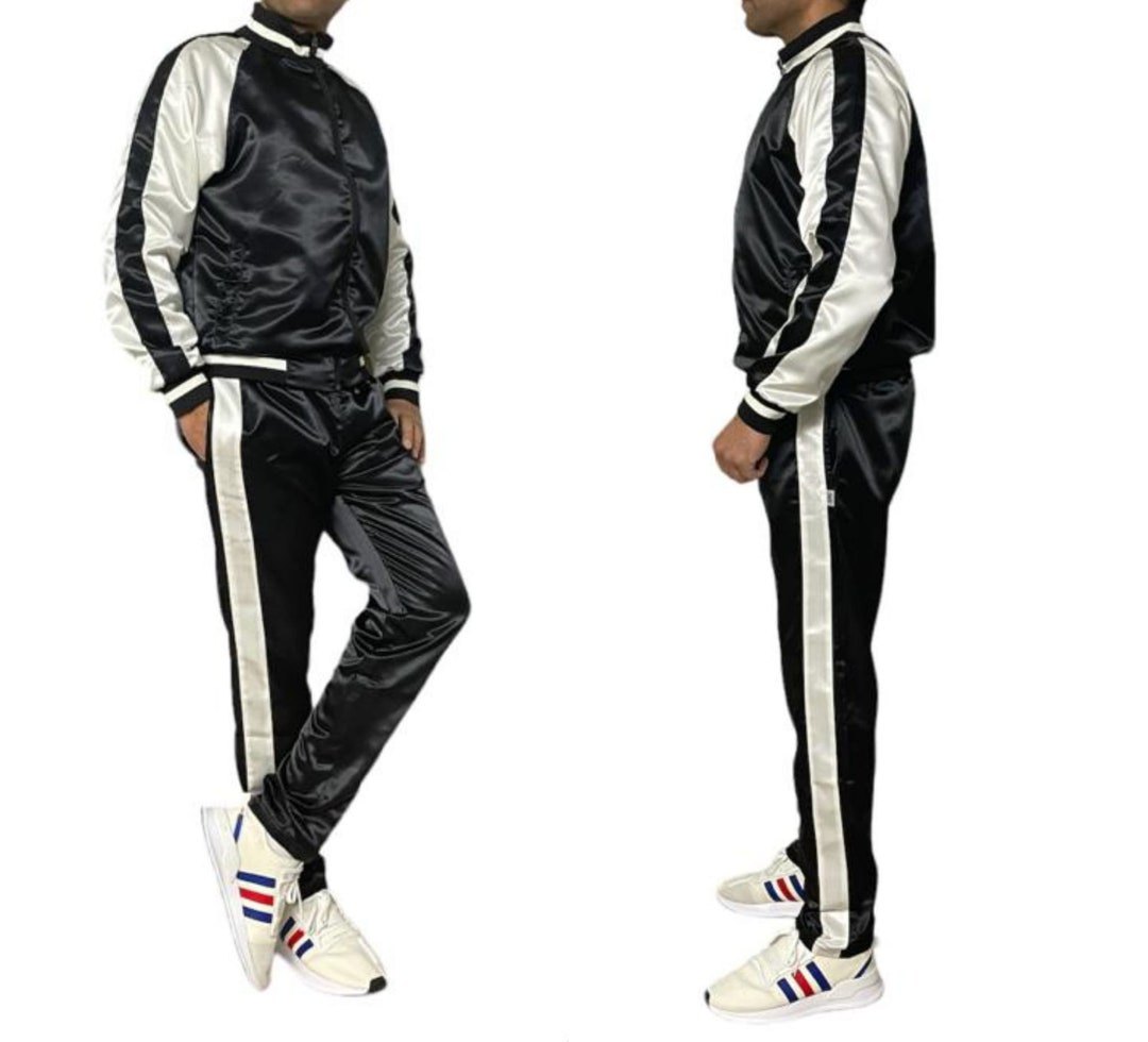 Shiny Satin Nylon Tracksuit Men’s | Two-piece Jogging Set | Retro ...