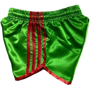 Green Sleek Nylon Satin Retro Shorts: Channeling Elegance and Sporty ...