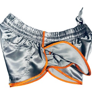 Runway to Retro: Sporty Sprint-inspired Silver Nylon Satin High Cut ...