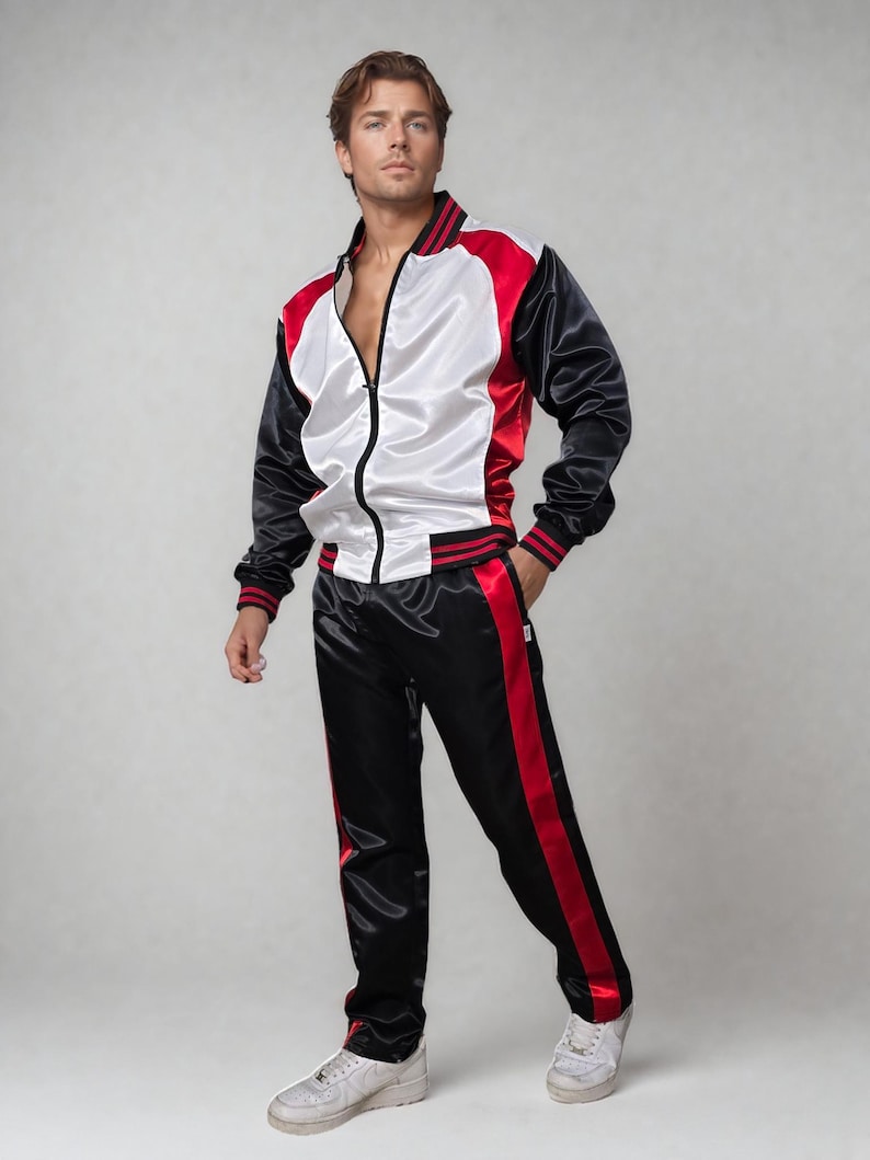 Shiny Satin Nylon Tracksuit Men’s | Two-piece Jogging Set | Retro ...
