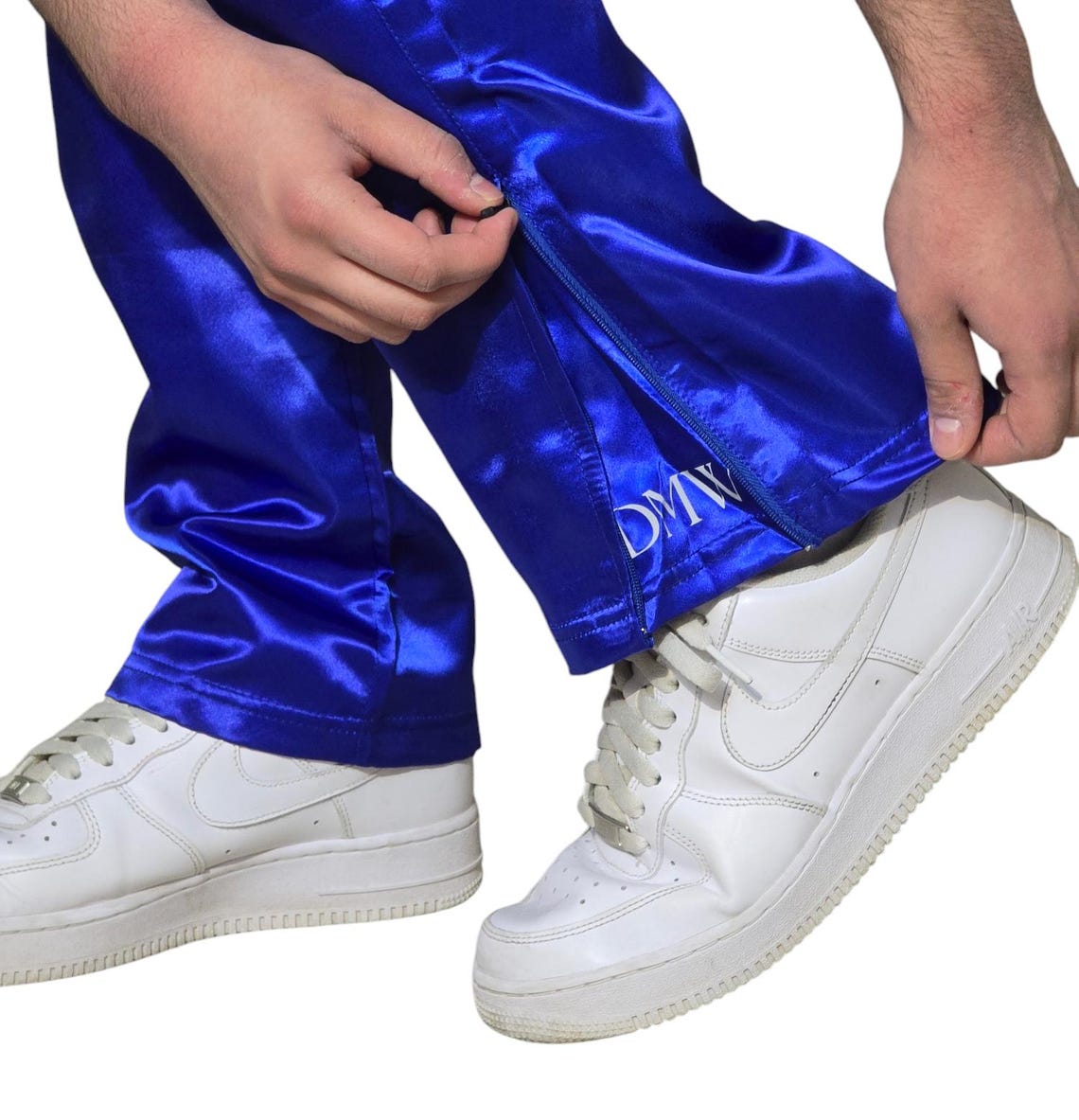 Royal Blue Shiny Satin Track Pants – Glossy Athletic Joggers With Mesh ...