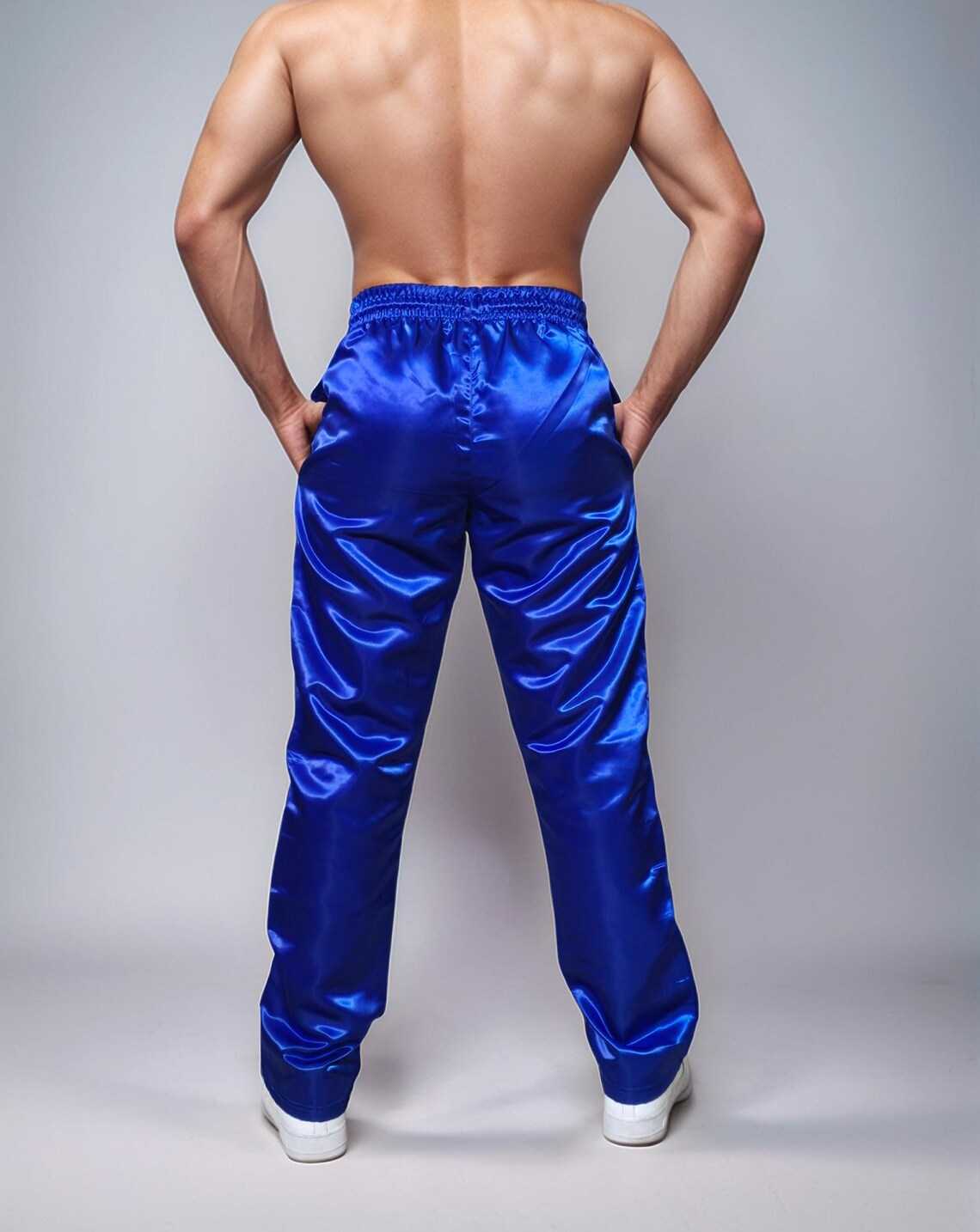 Royal Blue Shiny Satin Track Pants – Glossy Athletic Joggers With Mesh ...