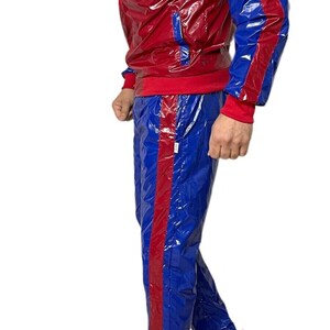 Shine in Style: the Ultimate PU Nylon Sport Jogging Suit Blue/red - Etsy