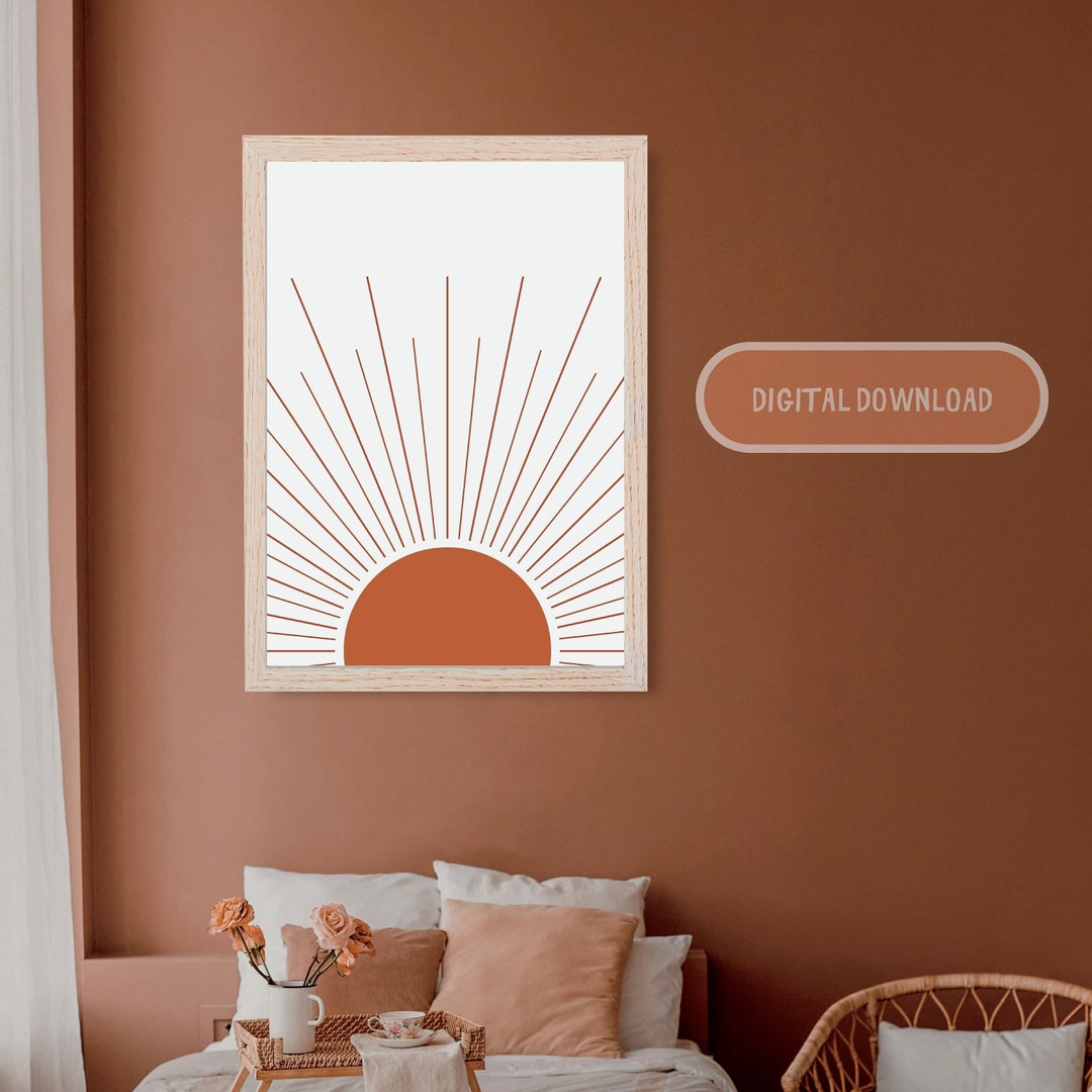 Modern Sun Art Print,boho Wall Art, Abstract Boho,abstract Sun,bohemian ...