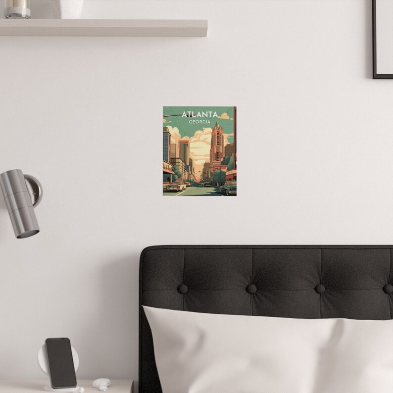 Atlanta Georgia Retro Art Print, Atlanta Vintage Cityscape Print, Mid ...