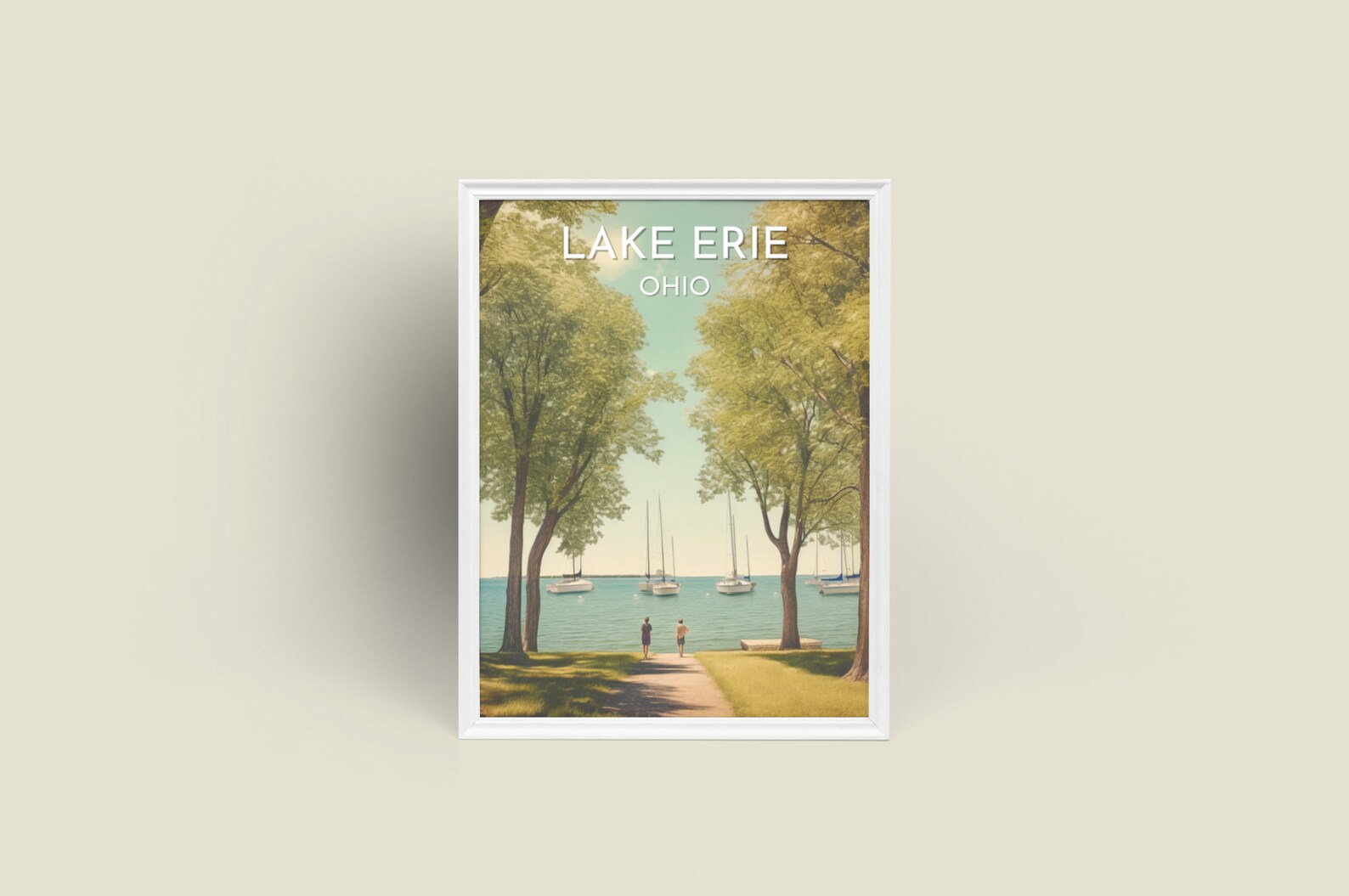 Lake Erie Ohio Retro Art Print, Lake Erie Vintage Cityscape Print, Lake ...