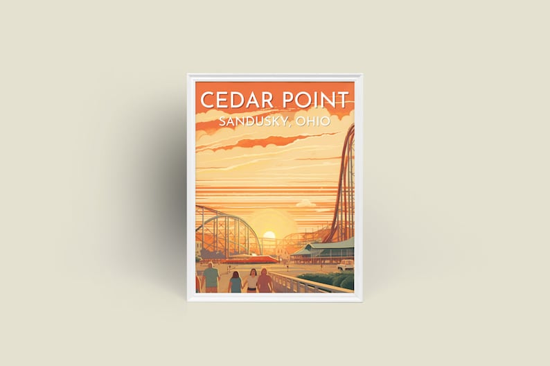 Cedar Point Sandusky Ohio Retro Art Print, Cedar Point Vintage ...