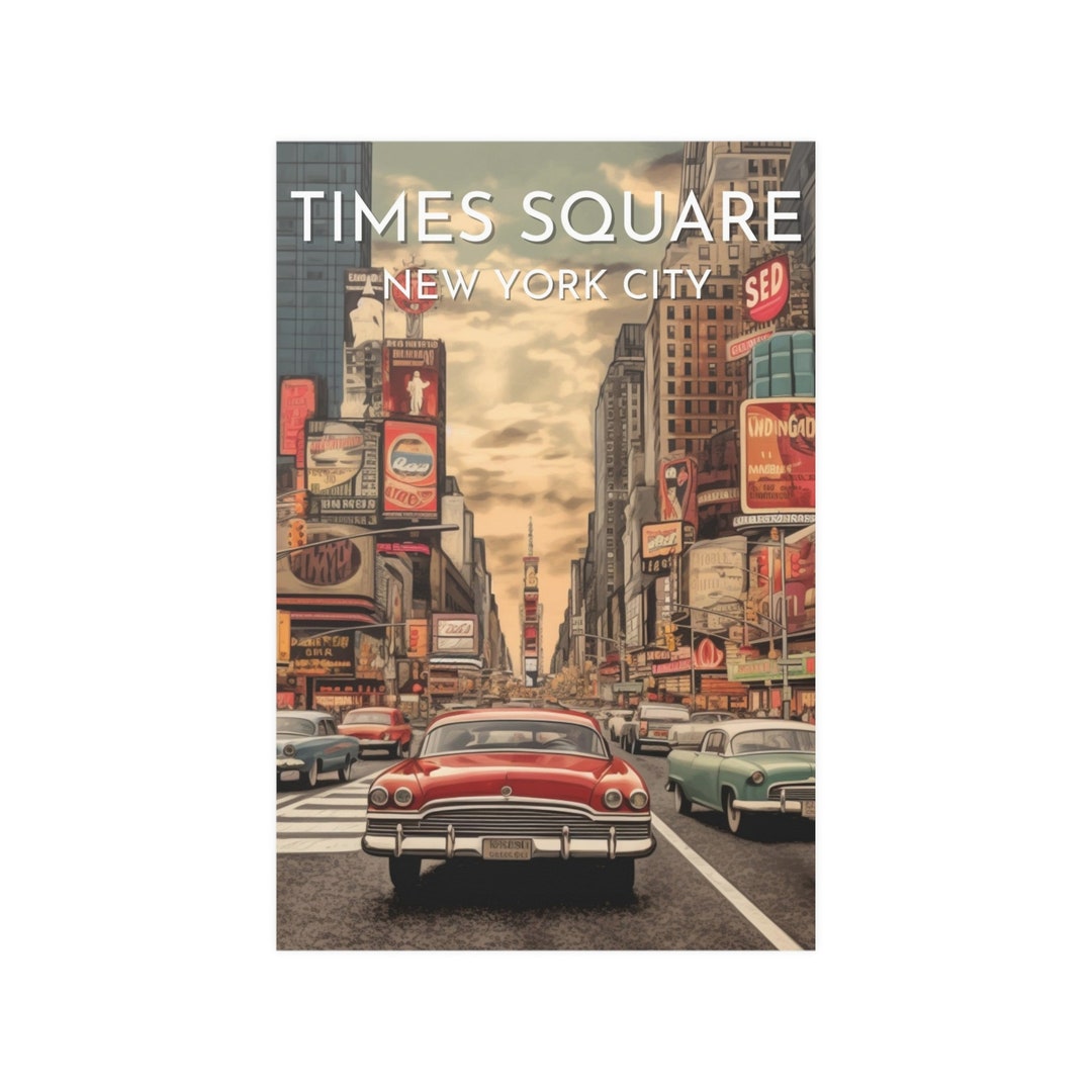 Times Square New York City Retro Art Print, Times Square Vintage ...