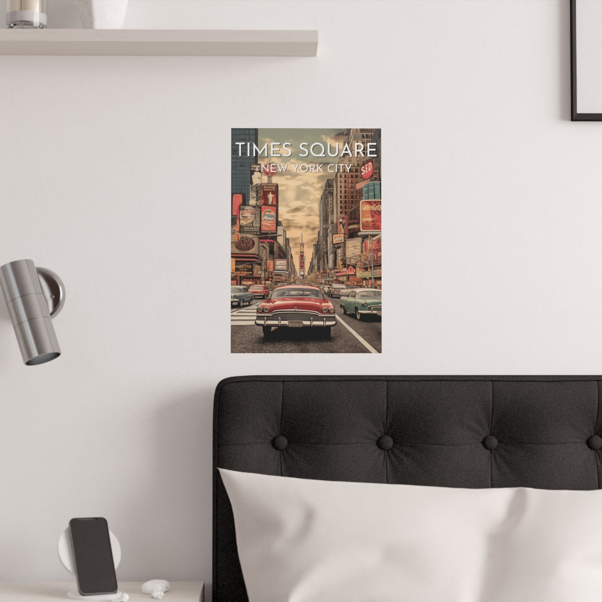Times Square New York City Retro Art Print Times Square - Etsy