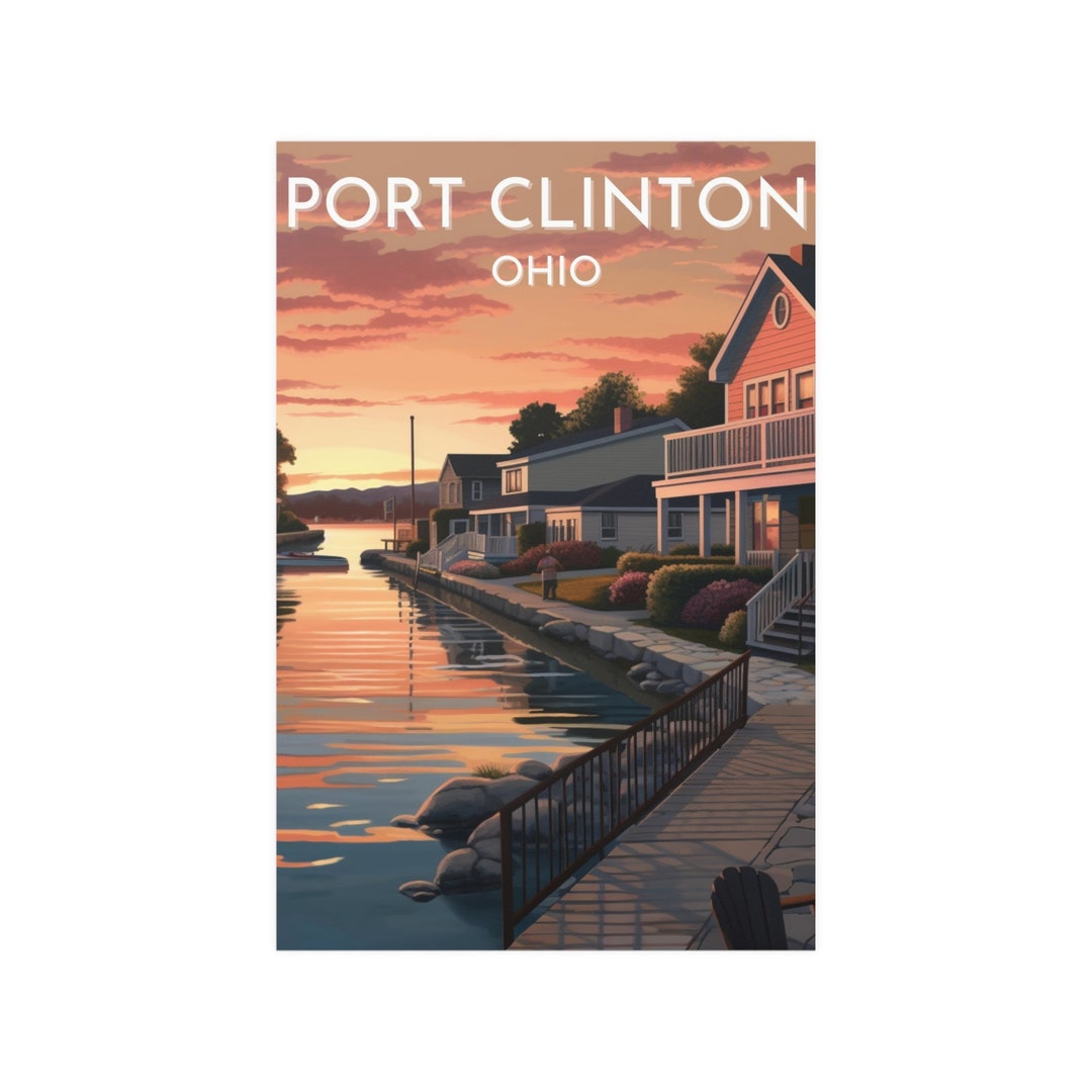 Port Clinton Ohio Retro Art Print, Port Clinton Vintage Cityscape Print ...