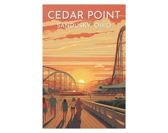 Cedar Point Sandusky Ohio Retro Art Print, Cedar Point Vintage ...
