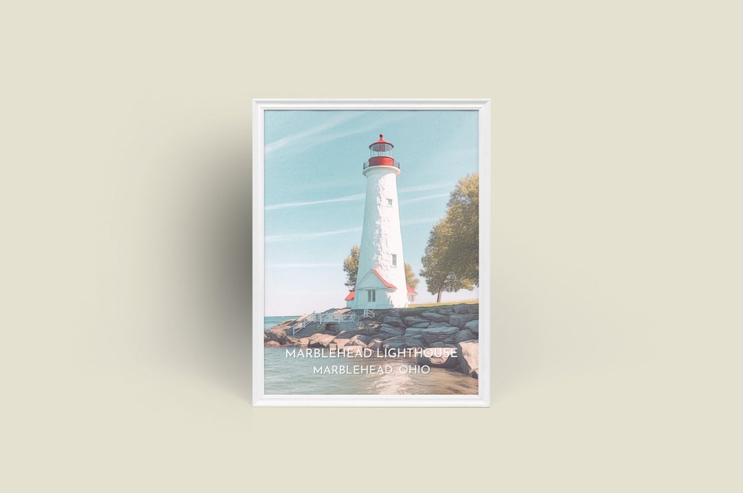 Marblehead Ohio Retro Art Print, Marblehead Vintage Cityscape Print ...