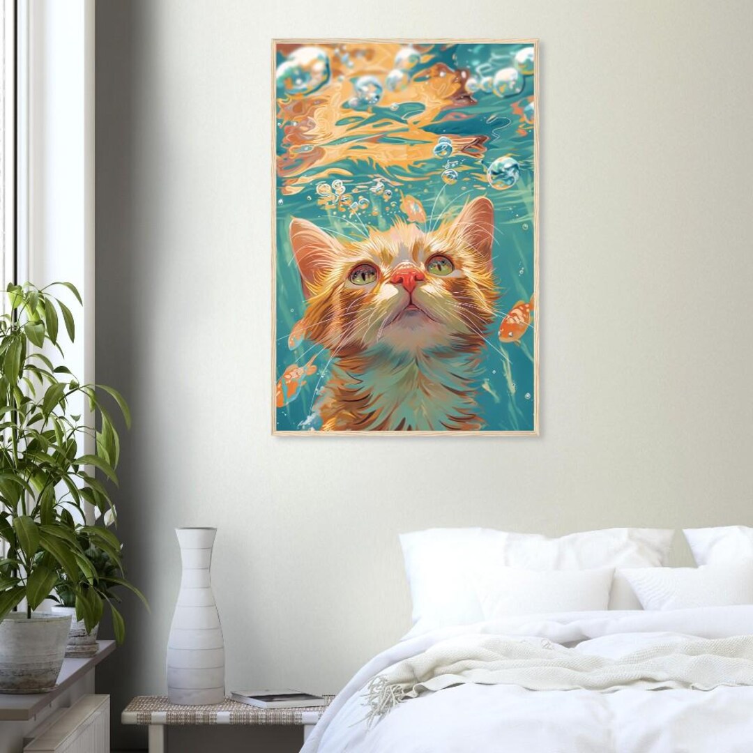 Fascinated Cat, Ocean Inspired, Every Room Decor, Realistic Decor, Cat ...