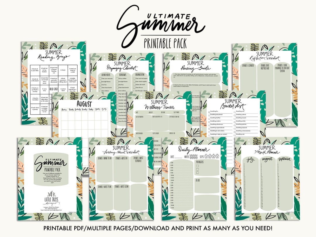 Summer Printable Planner Personal Planner Bundle Daily Weekly - Etsy