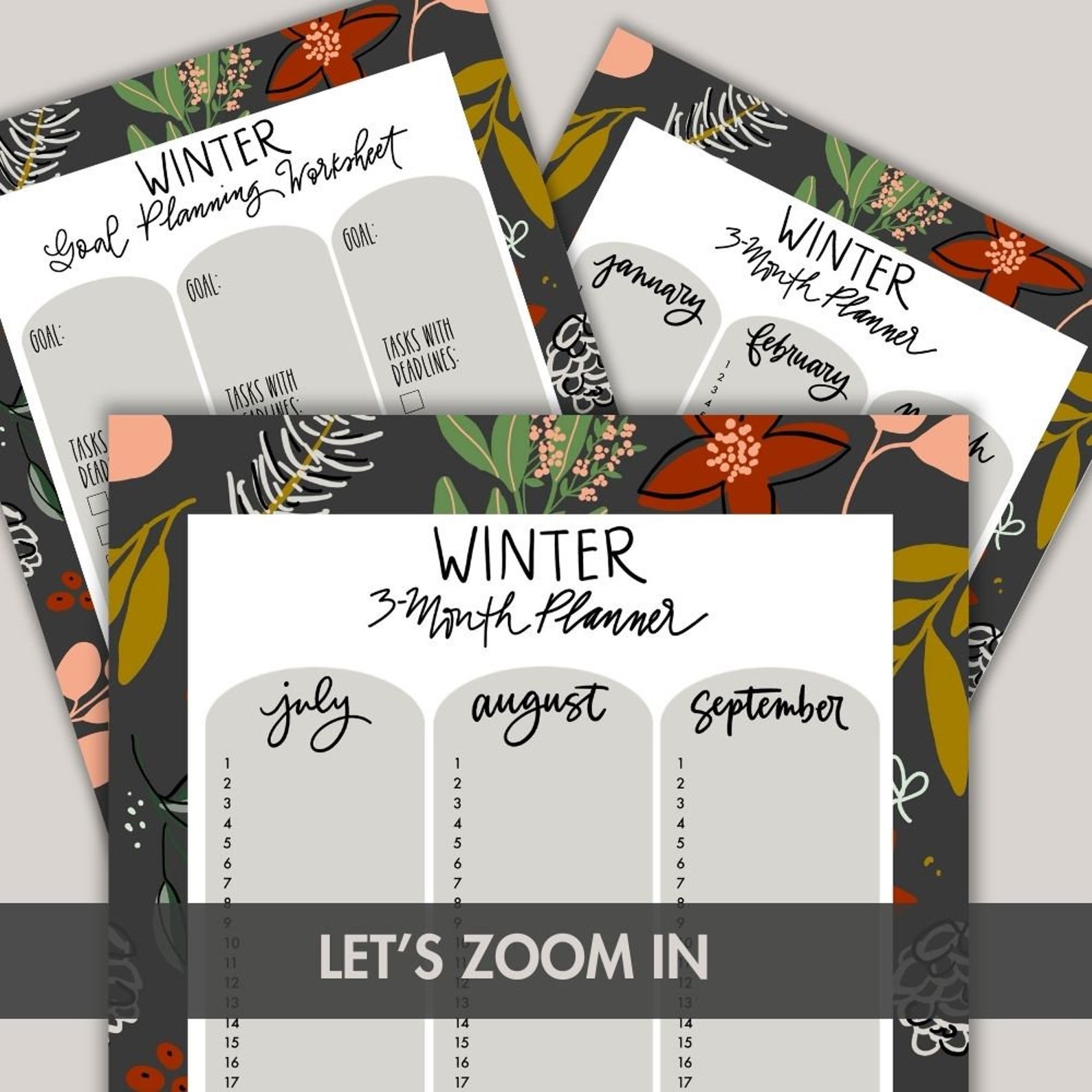 Printable Planner Seasonal Winter Organizational Weekly Tracker Reading ...