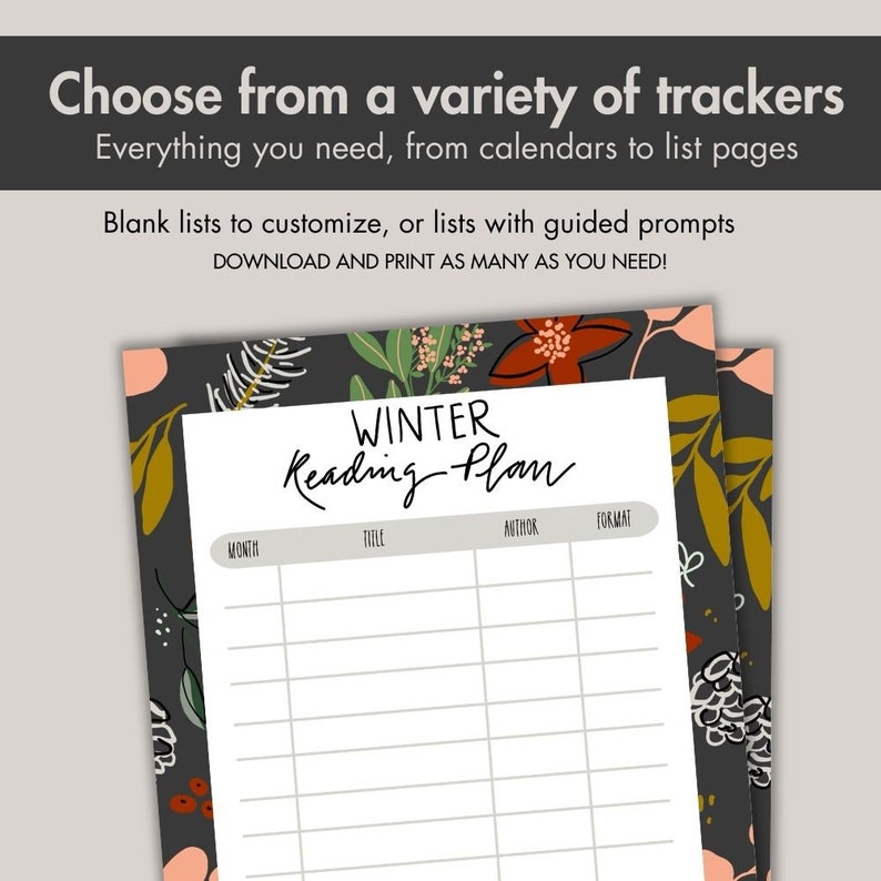 Printable Planner Seasonal Winter Organizational Weekly Tracker Reading ...