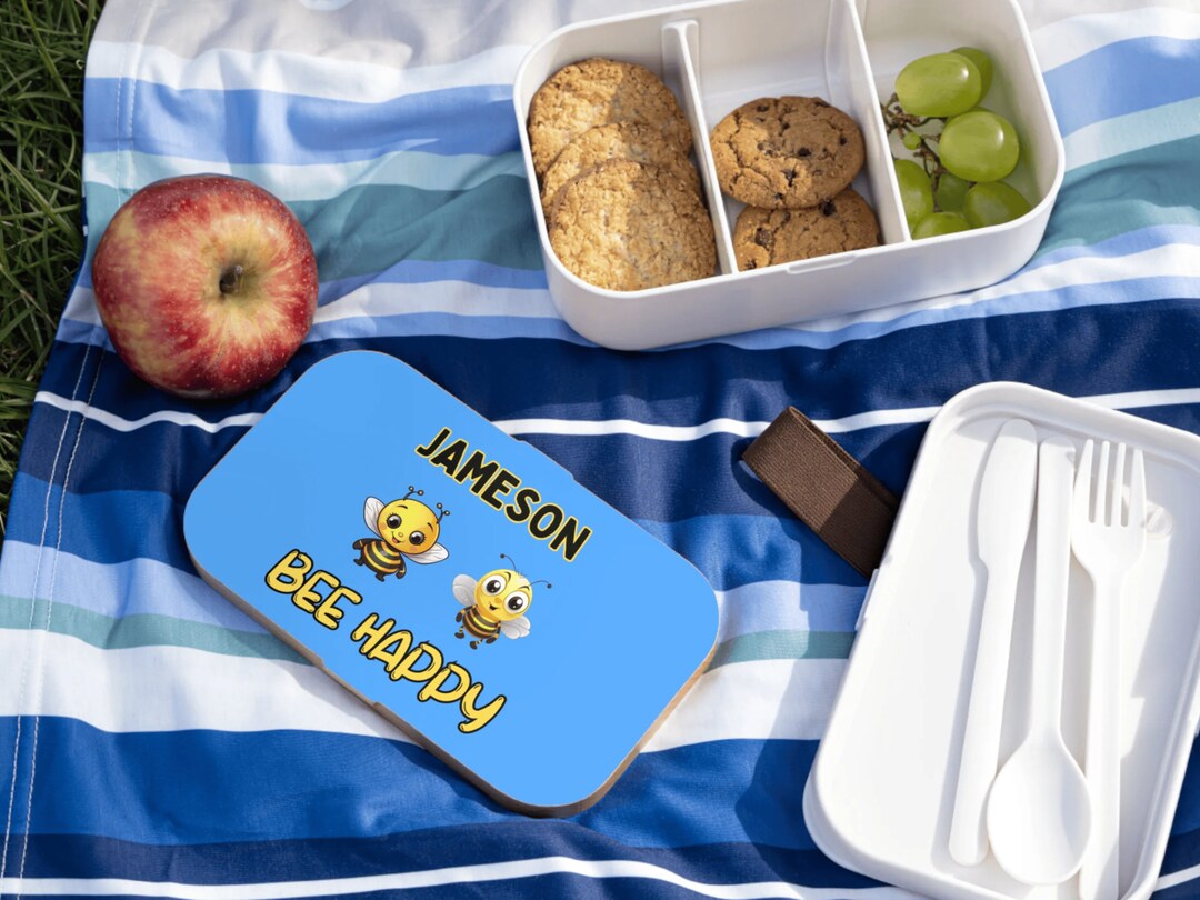 Personalized Bento Box | Bee Happy Bento Lunch Box | Kids School Snack ...