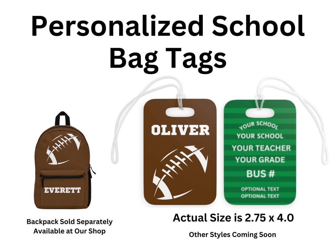 Kids School Backpack Tag | Football Schoolbag Label | Back to School ...