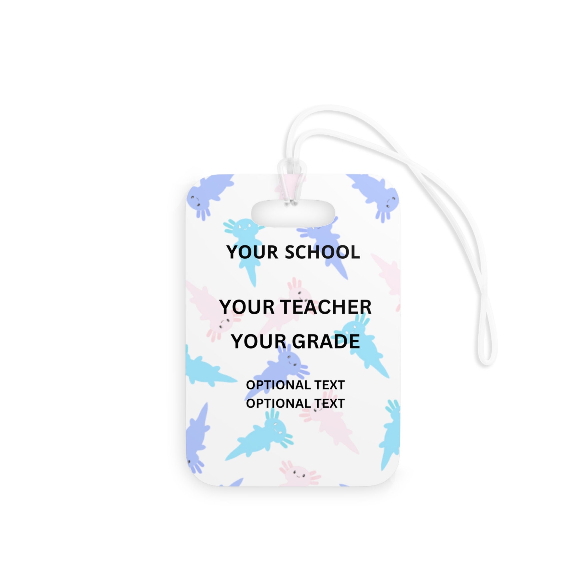 Kids Backpack Tag | Axolotl Schoolbag Label | Back to School |book Bag ...