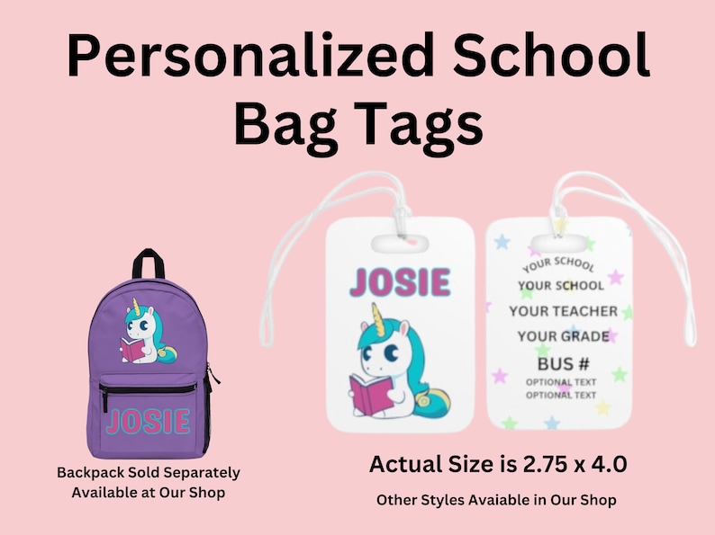 Kids Backpack Tag | Child Schoolbag Label | Back to School | Book Bag ...