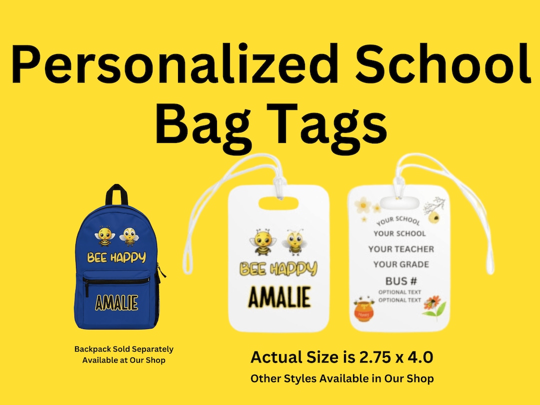 Kids Backpack Tag | Child Schoolbag Label | Back to School | Book Bag ...