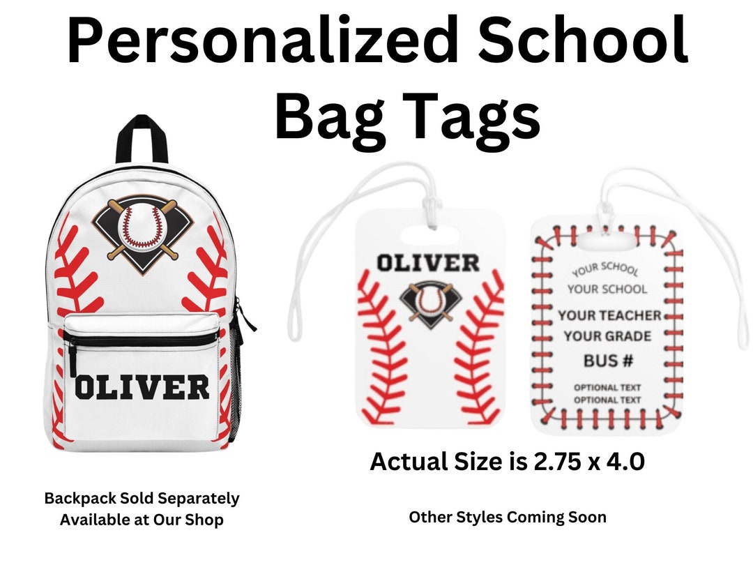 Kids School Backpack Tag | Baseball Schoolbag Label | Back to School ...