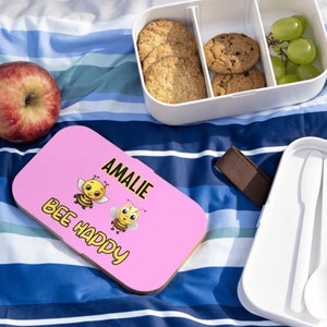 Personalized Bento Box | Bee Happy Bento Lunch Box | Kids School Snack ...