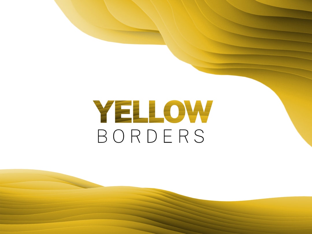 Yellow Gradient Borders, Digital PNG Overlays, Instant Download for ...
